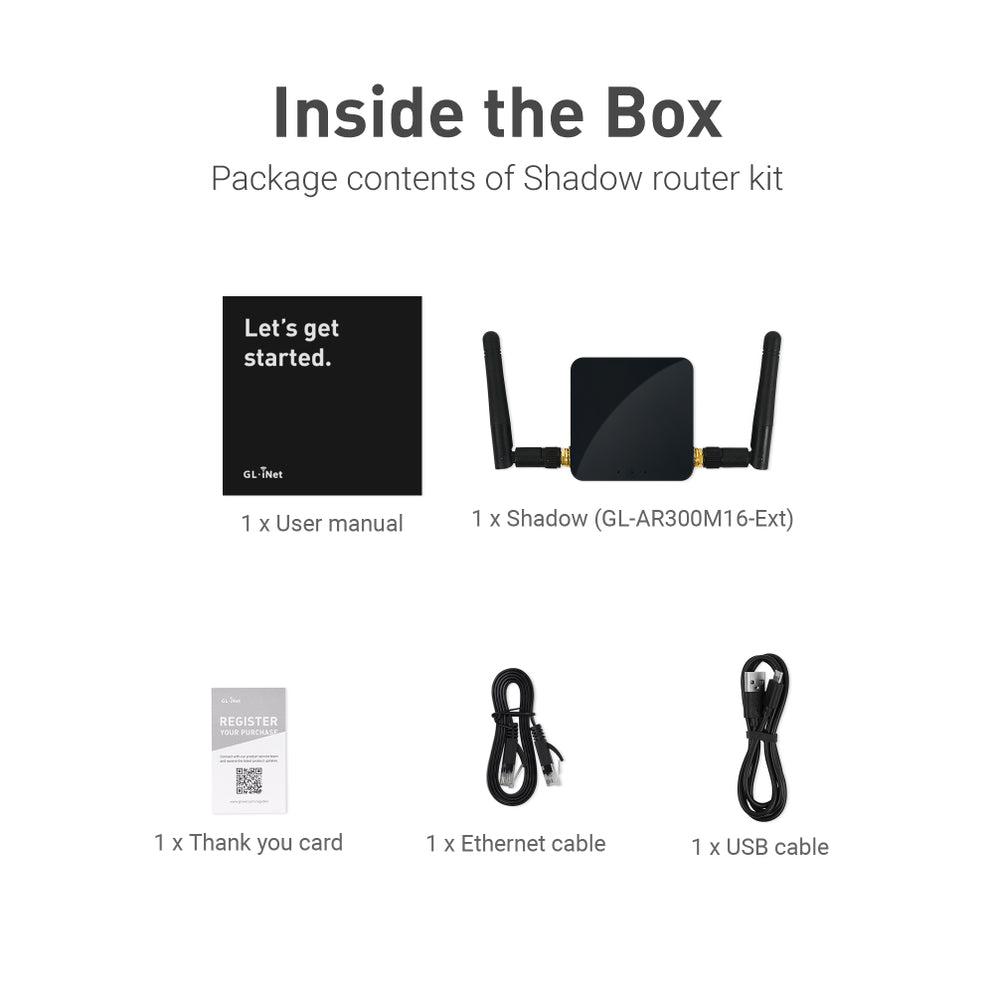 Shadow (GL-AR300M16) Mini Smart Router | Pocket-sized | VPN | Travel ...